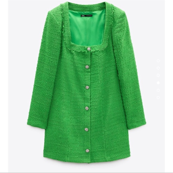 Zara | Dresses | Zara Tweed Green Dress | Poshmark